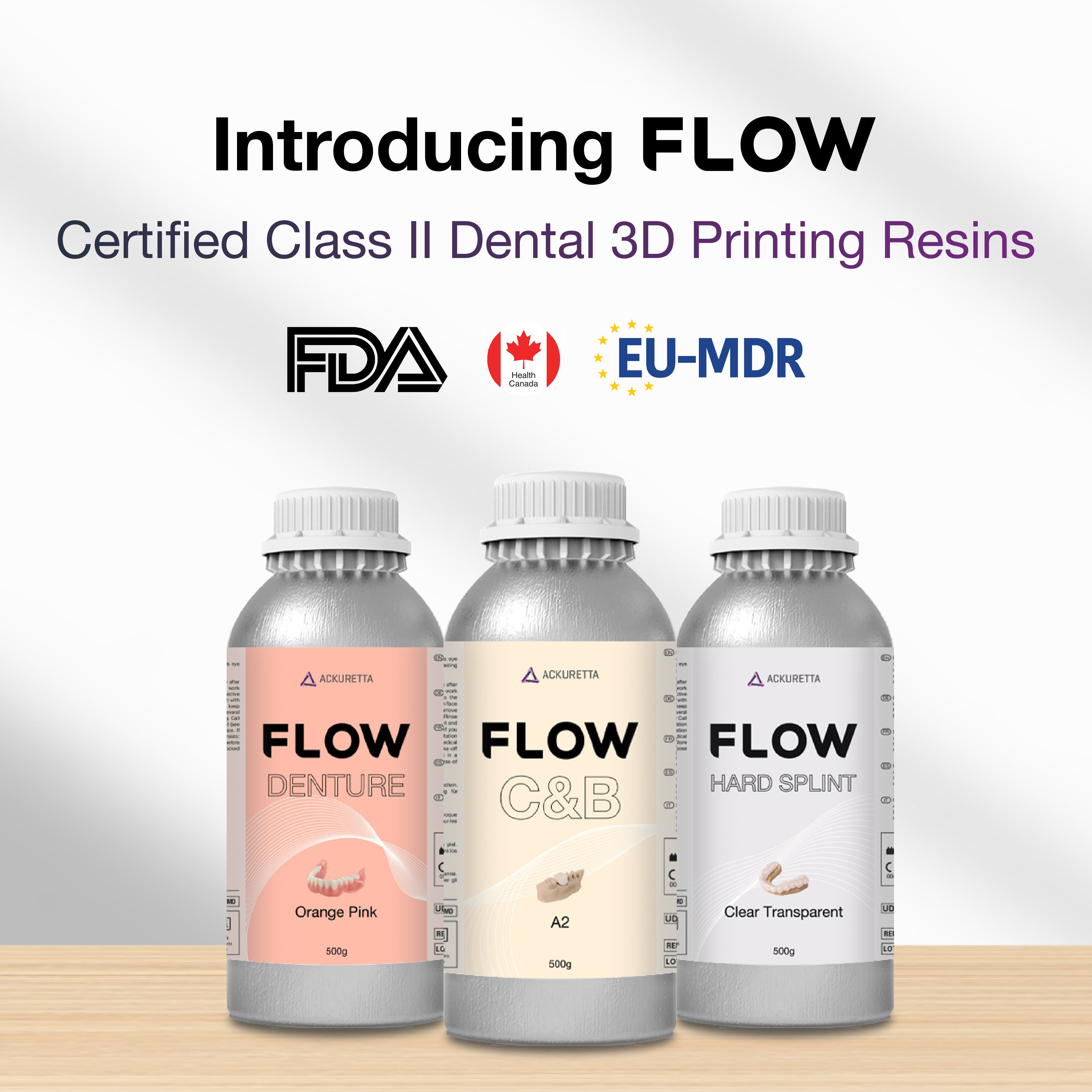FLOW - Certified Class II Dental 3D Printing Resins
